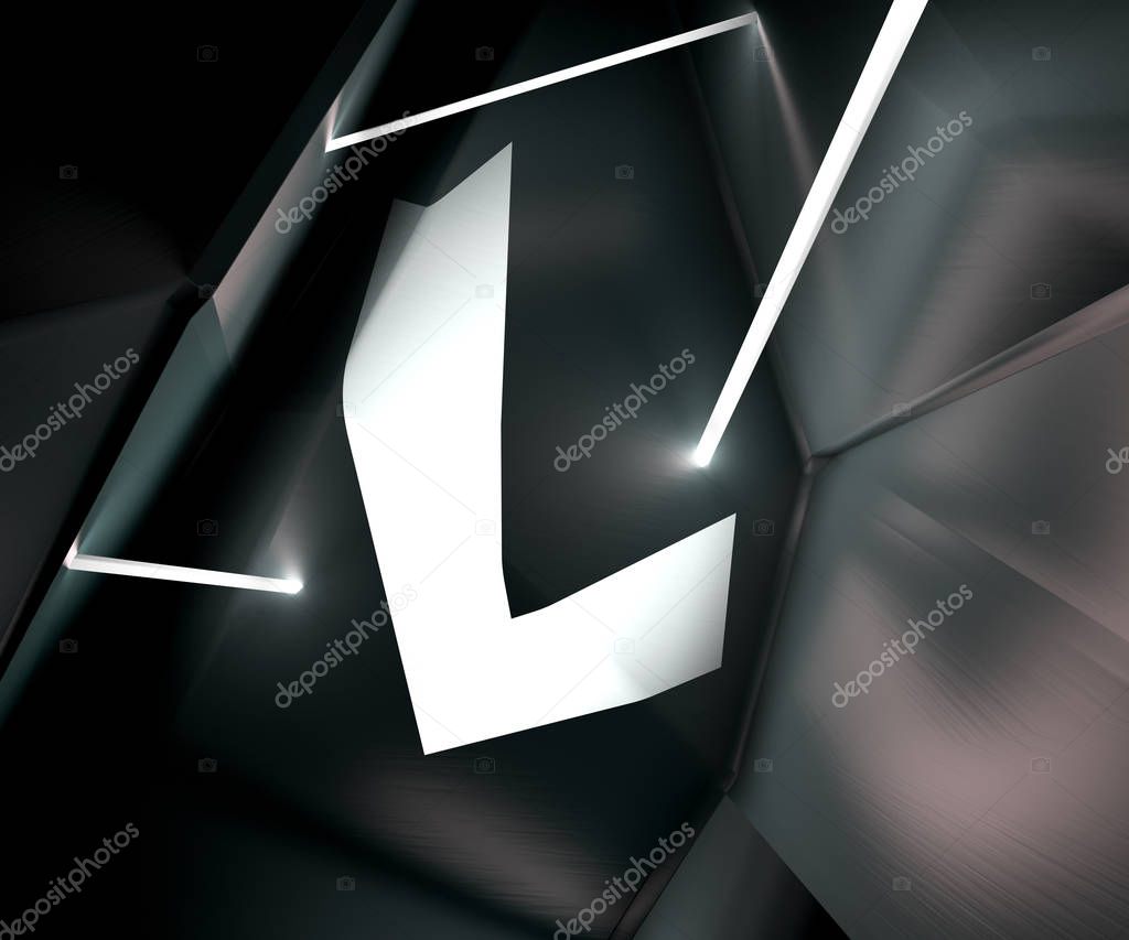 representación 3d del alfabeto proyectado en superficie refractada con ...