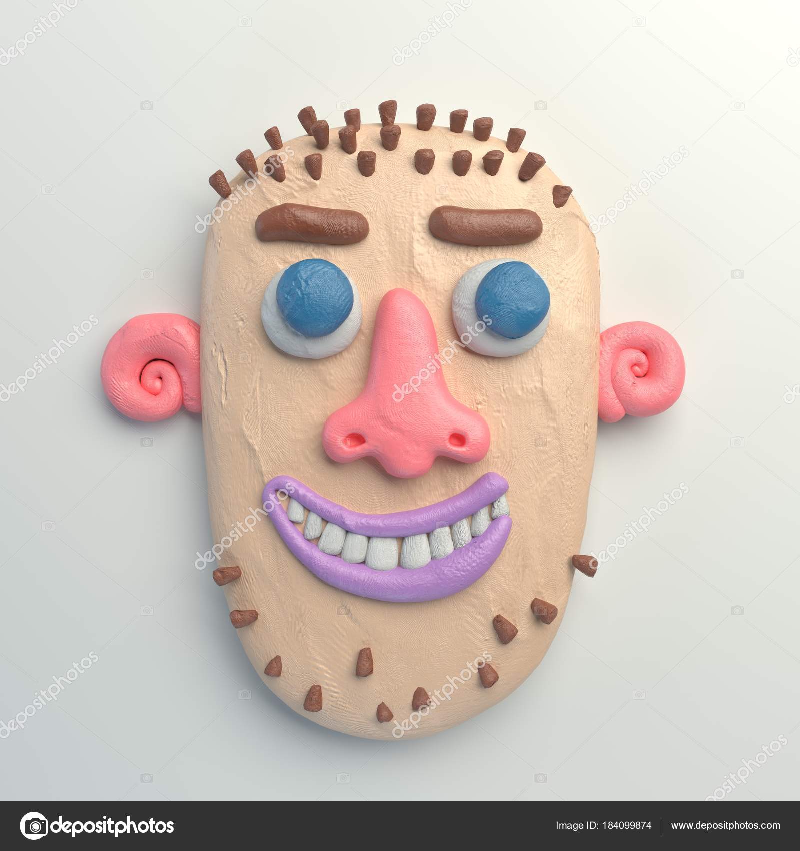Rendering Stylized Cartoon Head Colorful Plasticine Figure Realistic ...