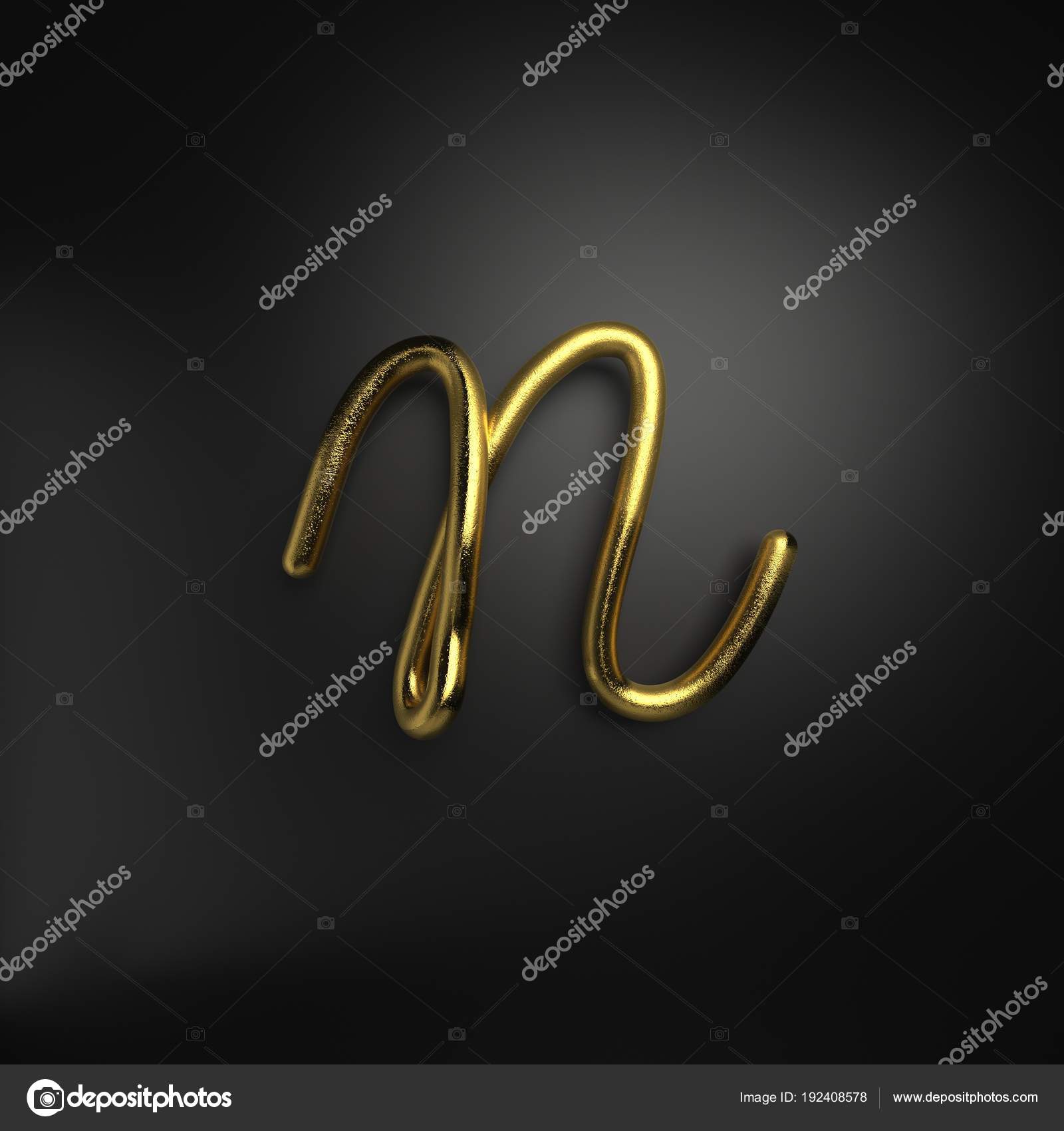 3d render handwritten realistic gold letter N Stock Photo by ©BugFish ...