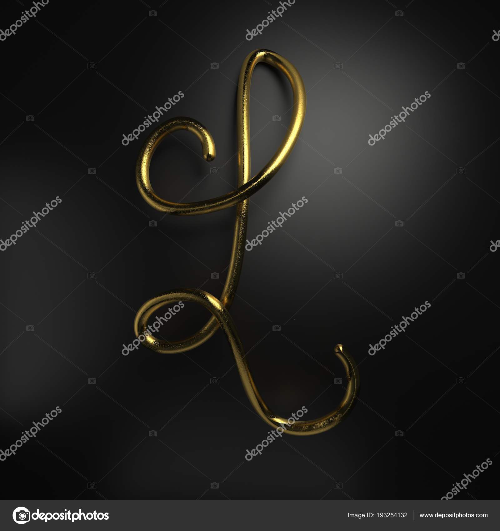 3d render handwritten realistic gold letter L Stock Photo by ©BugFish ...