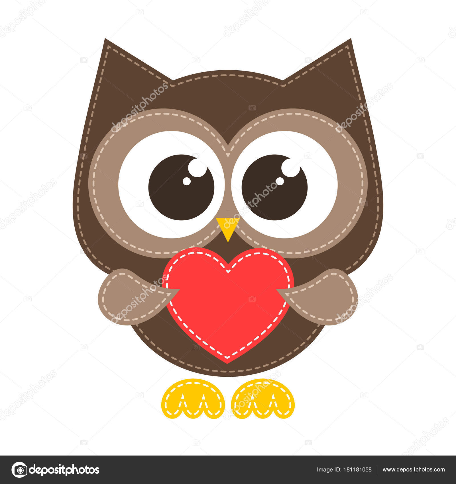 Búho marrón con corazón rojo vector, gráfico vectorial © Ann_Precious ...