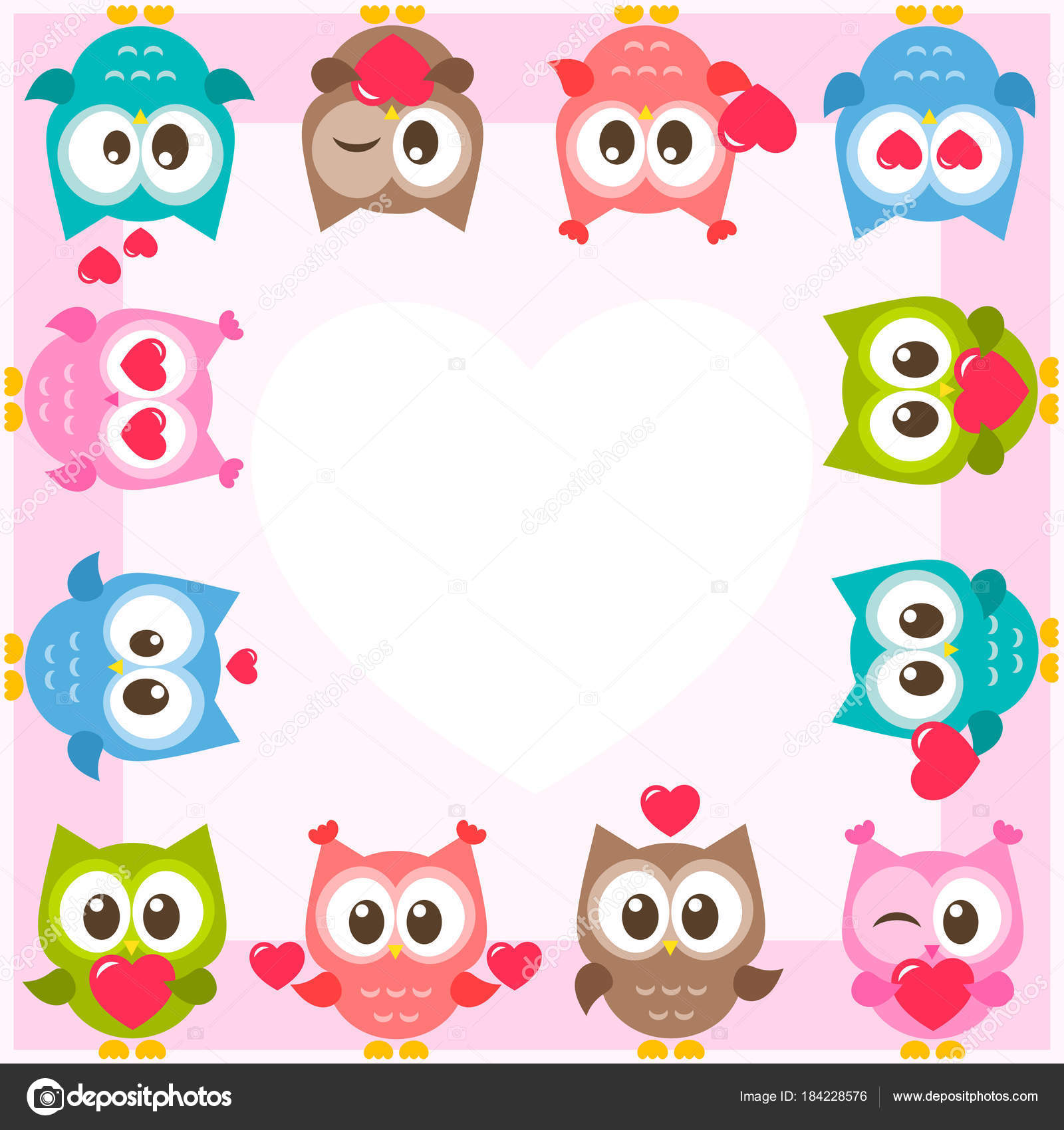 Frame with cute owls and hearts Stock Vector Image by ©Ann_Precious ...