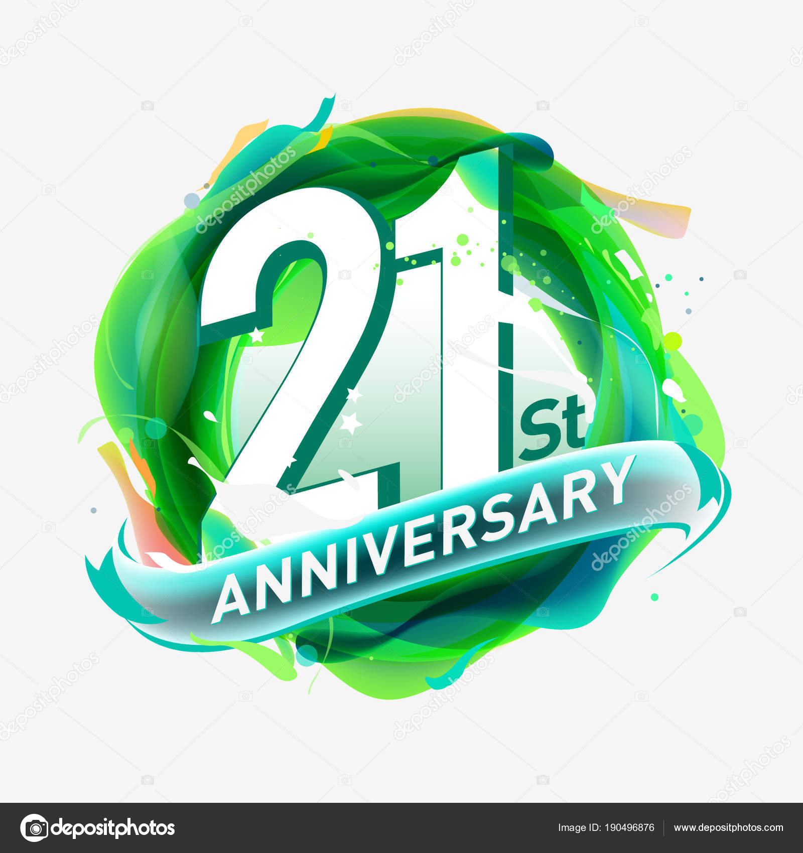 21St Anniversary Green Abstract Background Stock Vector Image by ...
