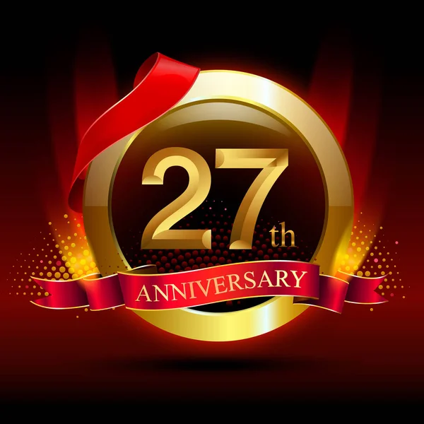 27 years red anniversary decorative background - Stock Image - Everypixel
