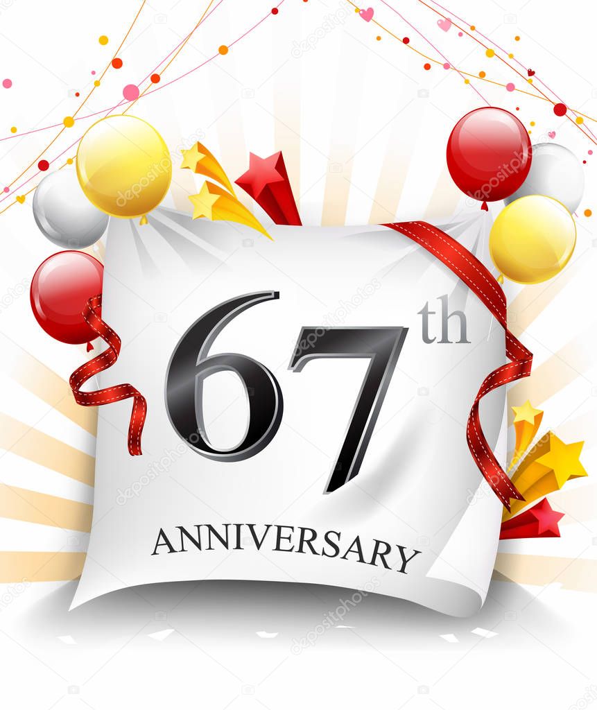 67 años fondo decorativo aniversario con globos 2022
