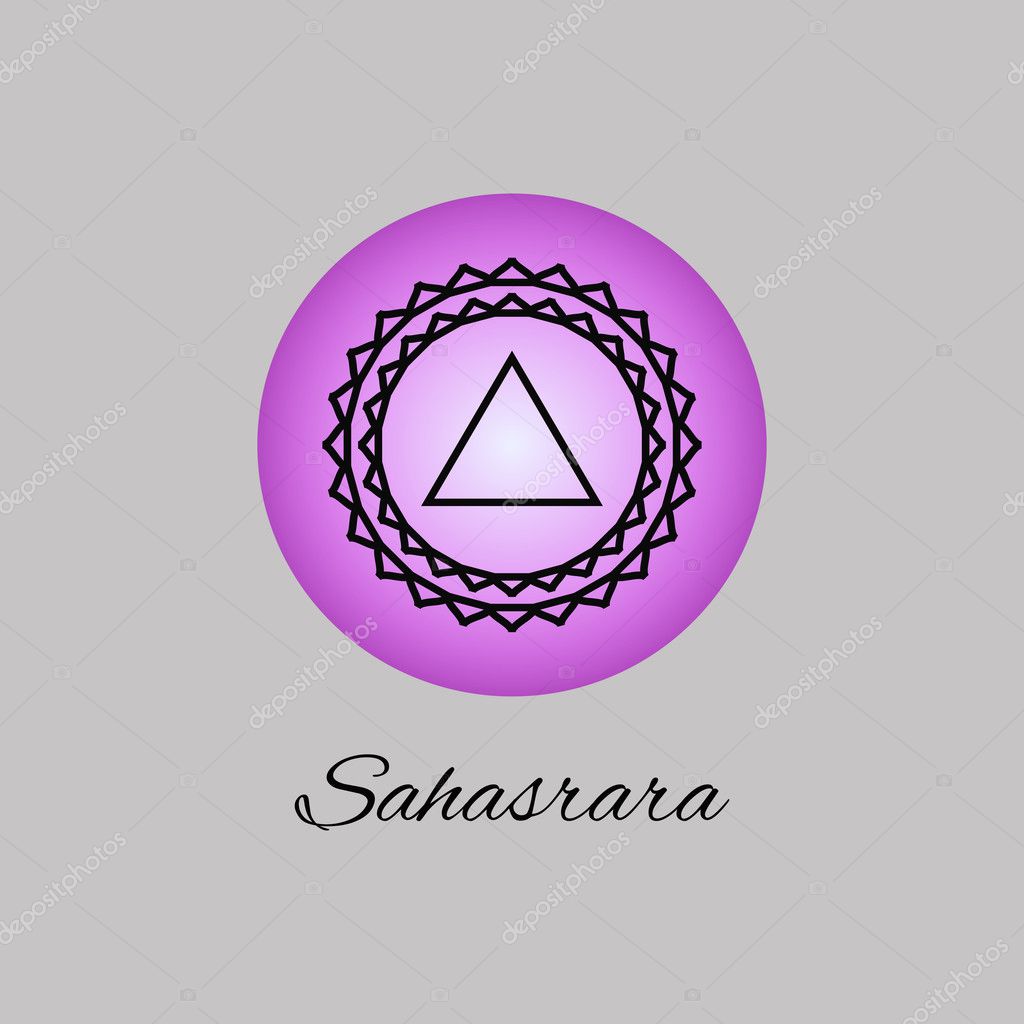 Sahasrara.Chakra de la corona.Séptimo símbolo de Chakra humano. Vector ...