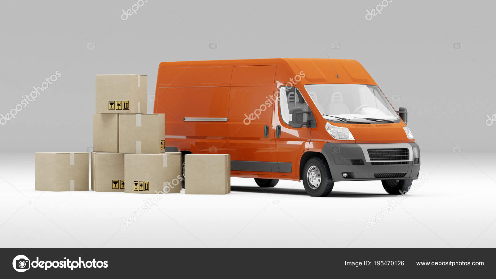 Delivery Van with a Boxes on white background Free Delivery Concept ...
