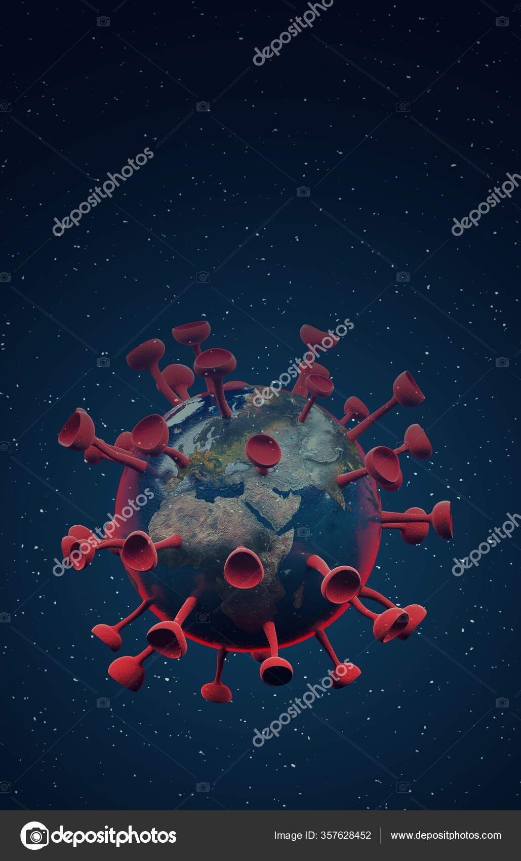 Planet earth disappears in cosmos infected by coronavirus 3d ...