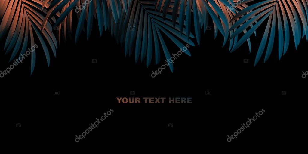 Plantilla moderna de hojas de palmera hermosa aislada sobre fondo negro para dise o de p ster o ...