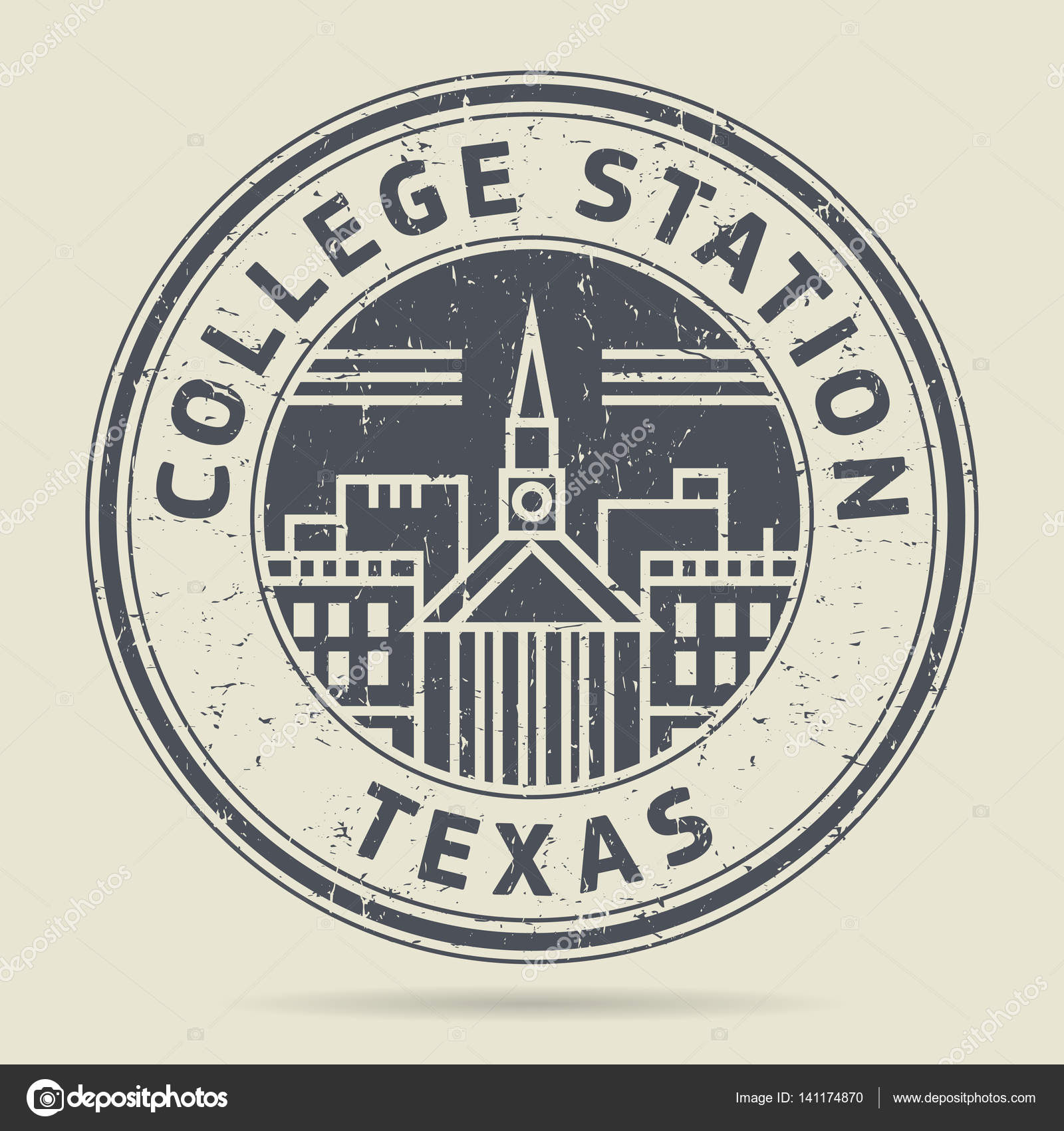 Grunge rubber stamp or label with text College Station, Texas Stock ...