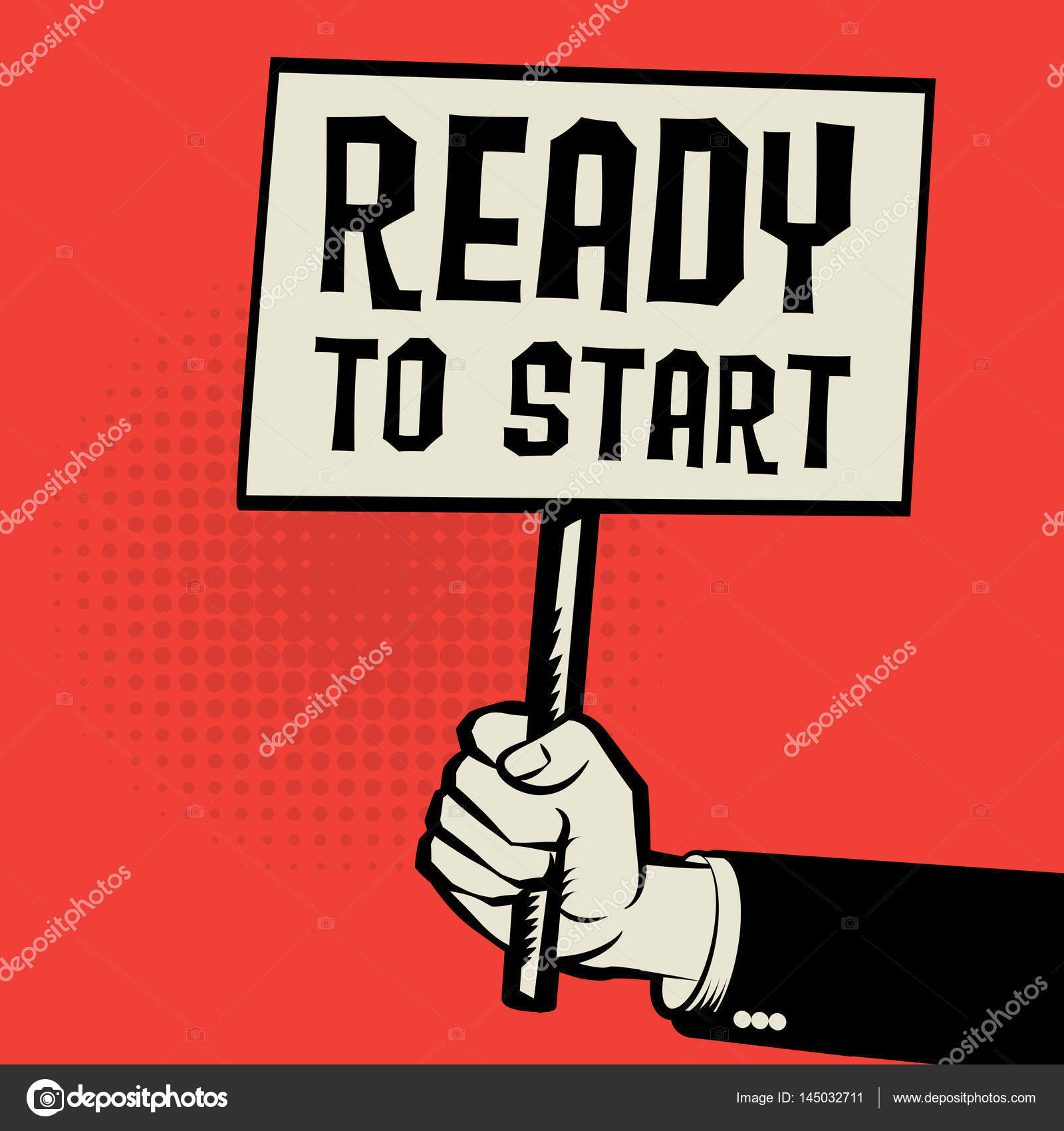 Poster in hand, business concept text Ready to Start — Stock Vector ...