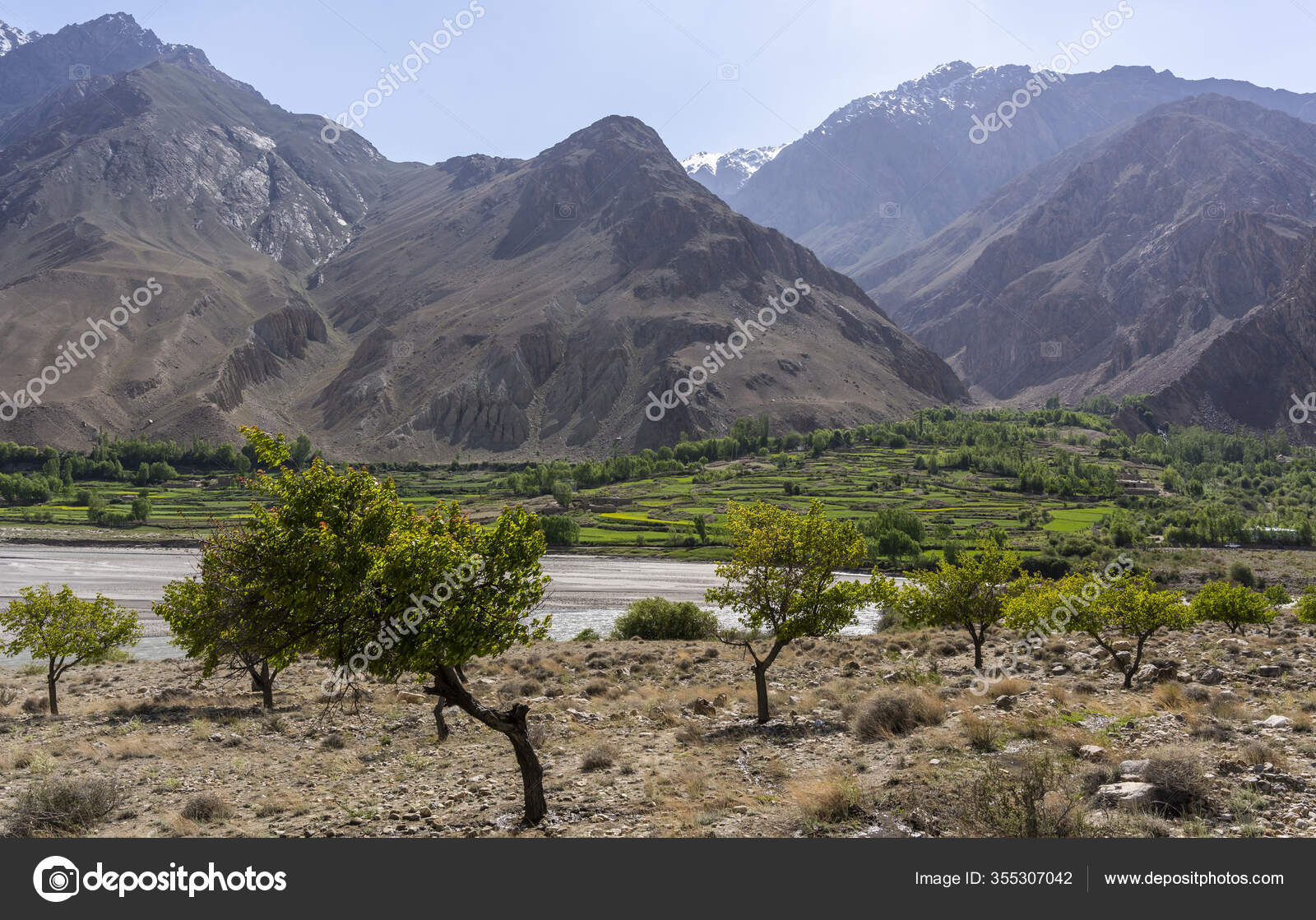 Panj River Wakhan Corridor Border Tajikistan Afghanistan Wit High ...