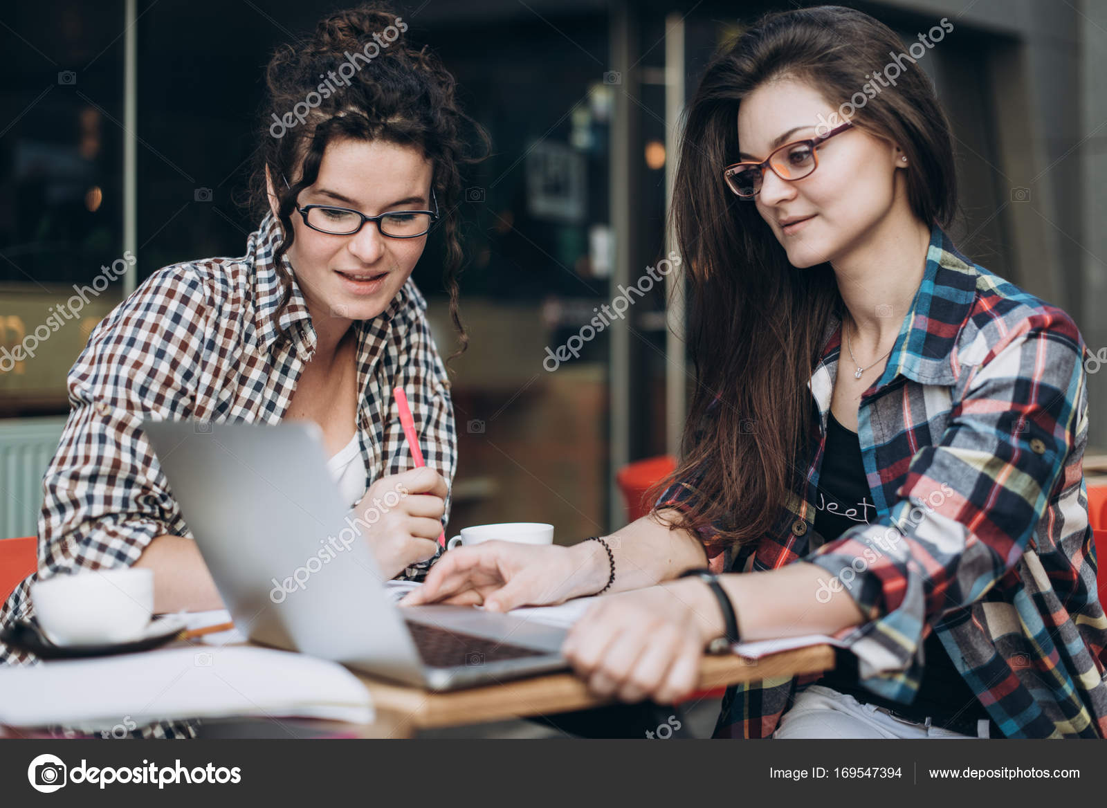 Clever Students Two Girls Working Laptop Stock Photo by ©Svyatkovsky ...