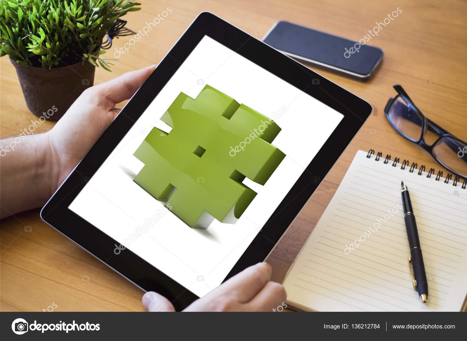 Desktop tablet hash sign — Stock Photo © georgejmclittle #136212784