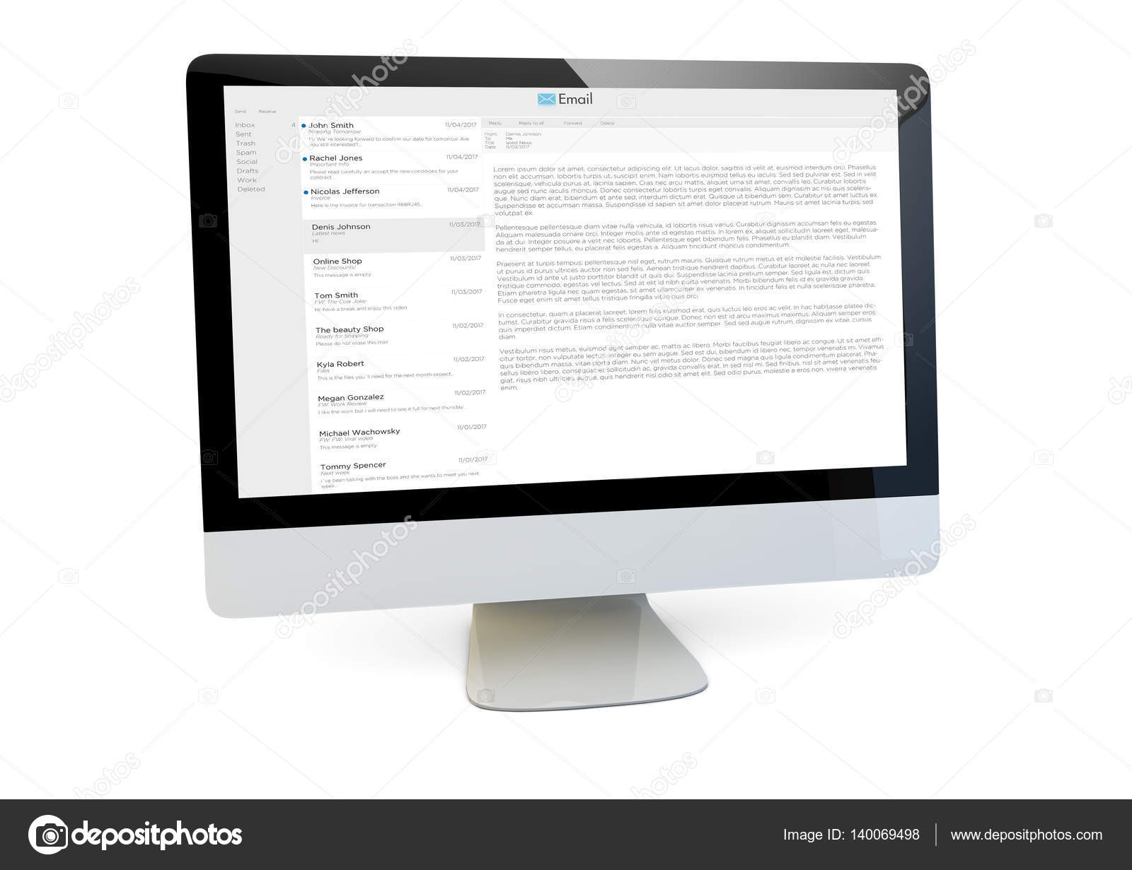 Ordenador con correo en la pantalla — Foto de stock #140069498 ...