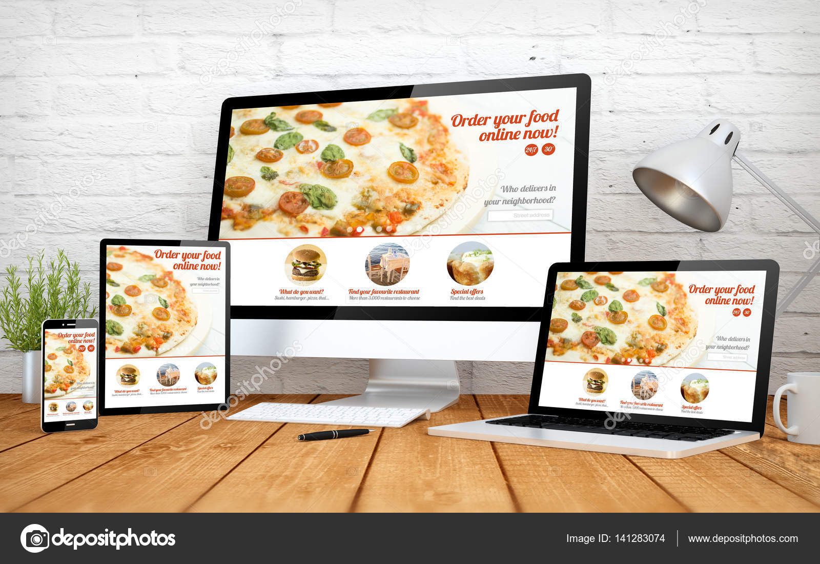 Order online website screen multidevices Stock Photo by ...
