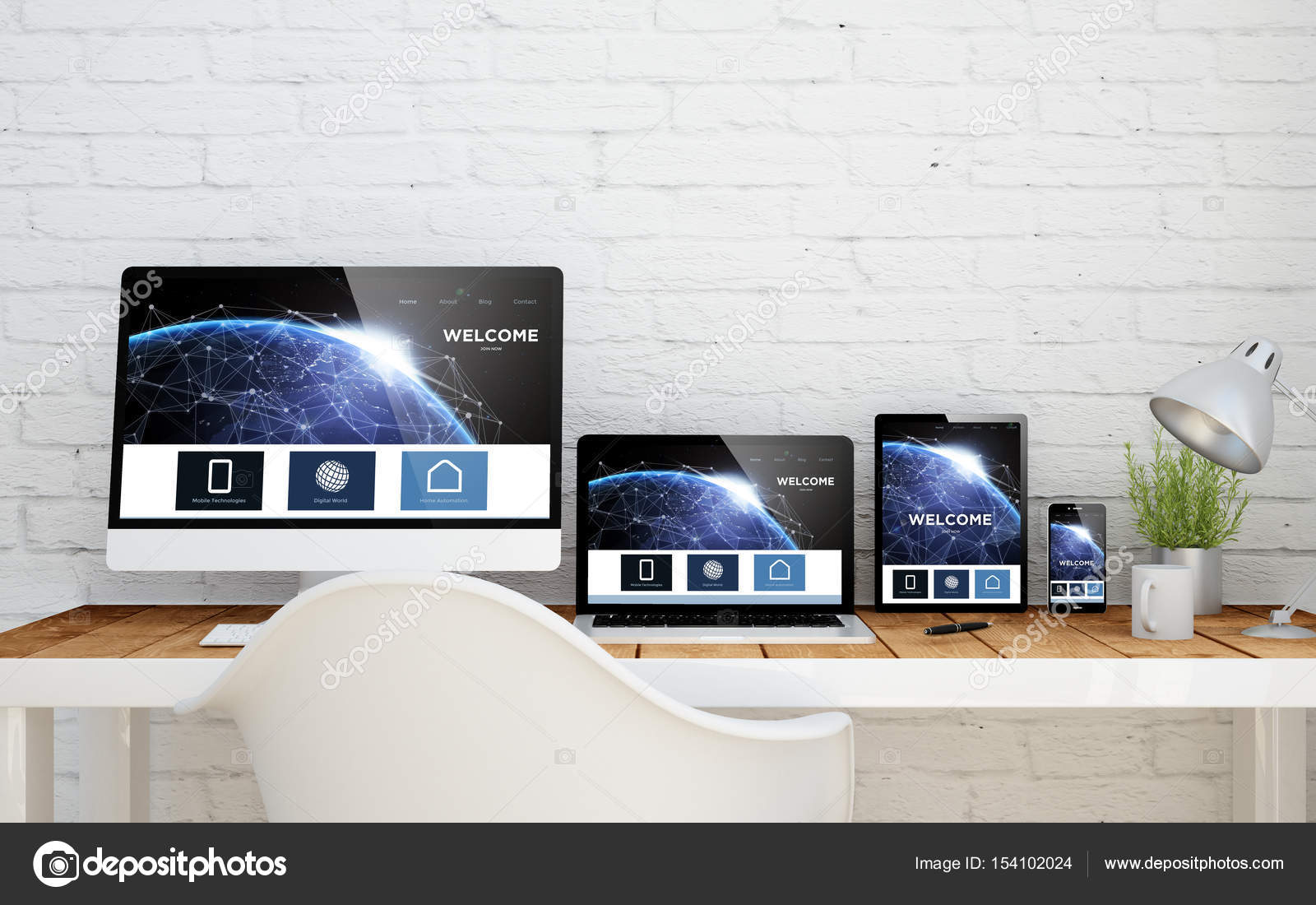 Multi devices desktop Stock Photo by ©georgejmclittle 154102024