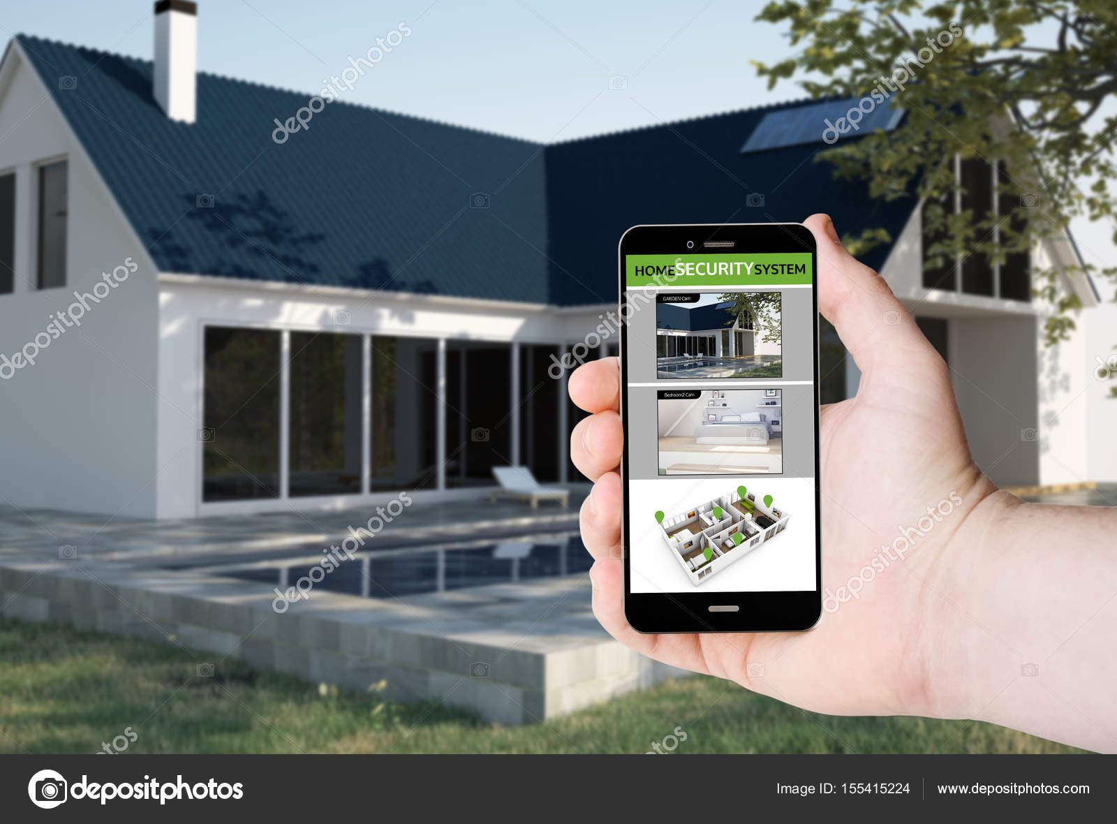 Hand holding phone with control app Stock Photo by ©georgejmclittle ...