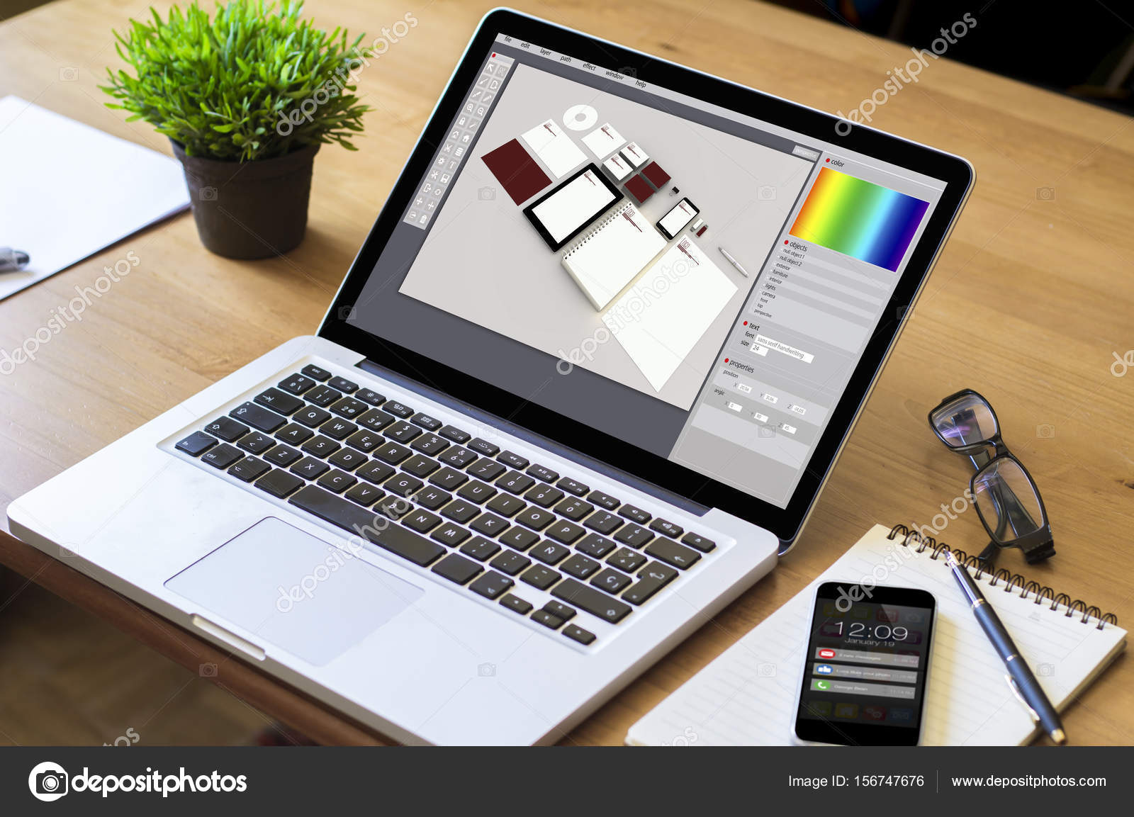 Laptop with branding design software — Stock Photo © georgejmclittle ...