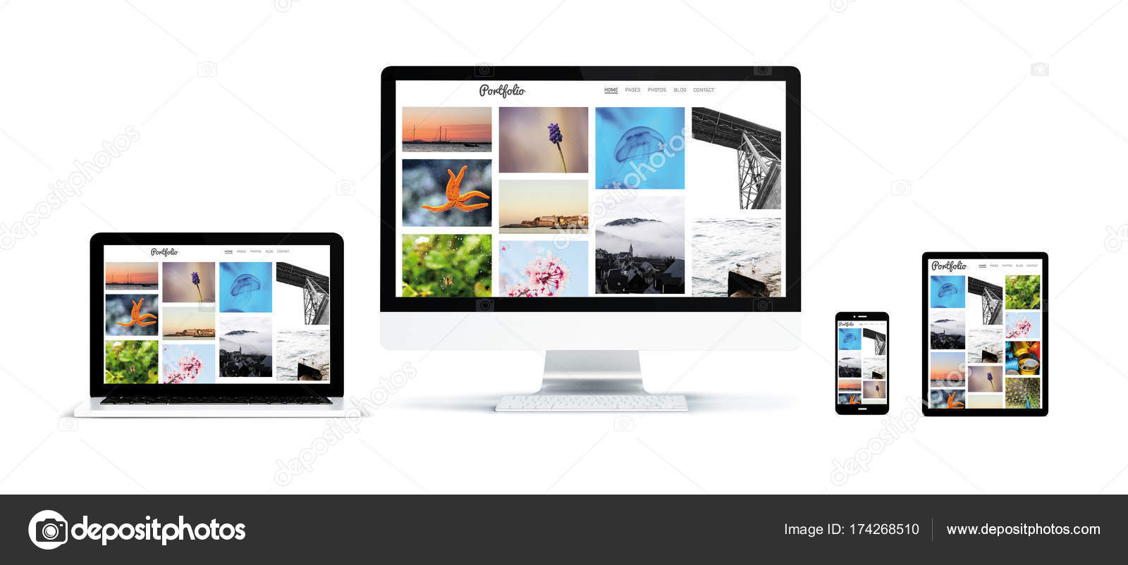 Rendering Devices Showing Photo Portfolio Website Screens Tablet Phone ...