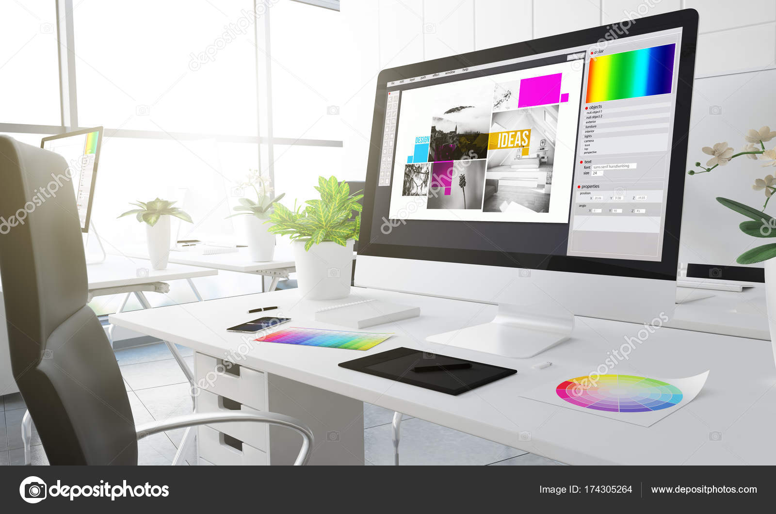 Typesetting Design Computer Screen Creative Studio Workplace Colour ...