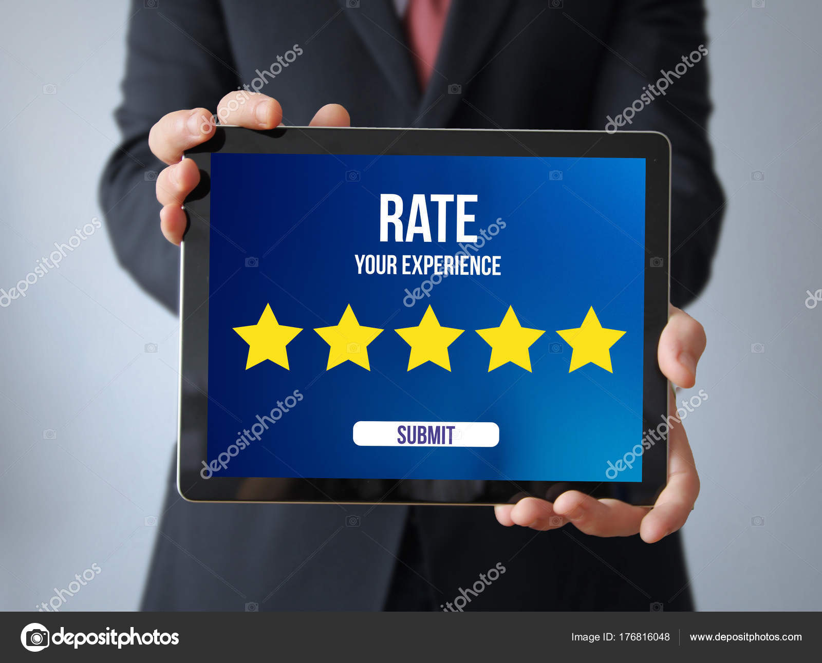 Review Concept Businessman Rating Interface Tablet Screen Graphics Text ...