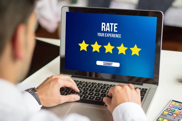 Review Concept Businessman Rating Interface Tablet Screen Graphics Text ...