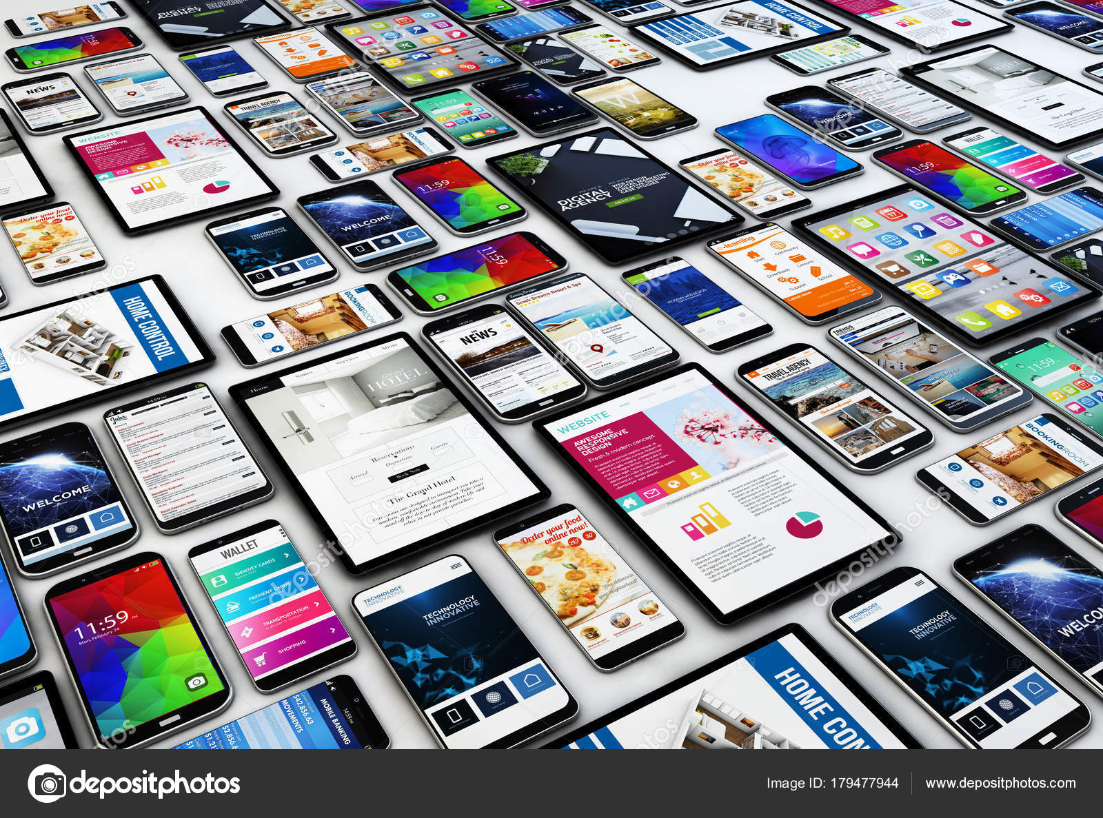 Different Modern Devices Collection Rendering Stock Photo by ...