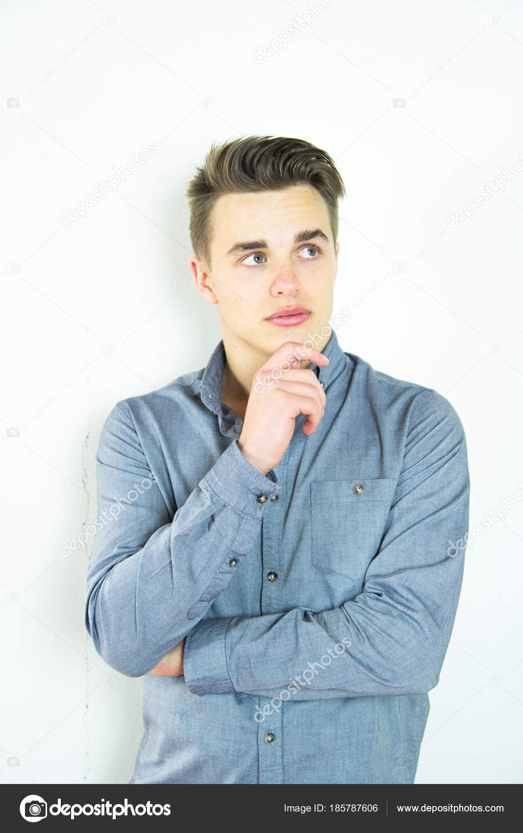Handsome Young Man Thinking White Background Stock Photo by ...