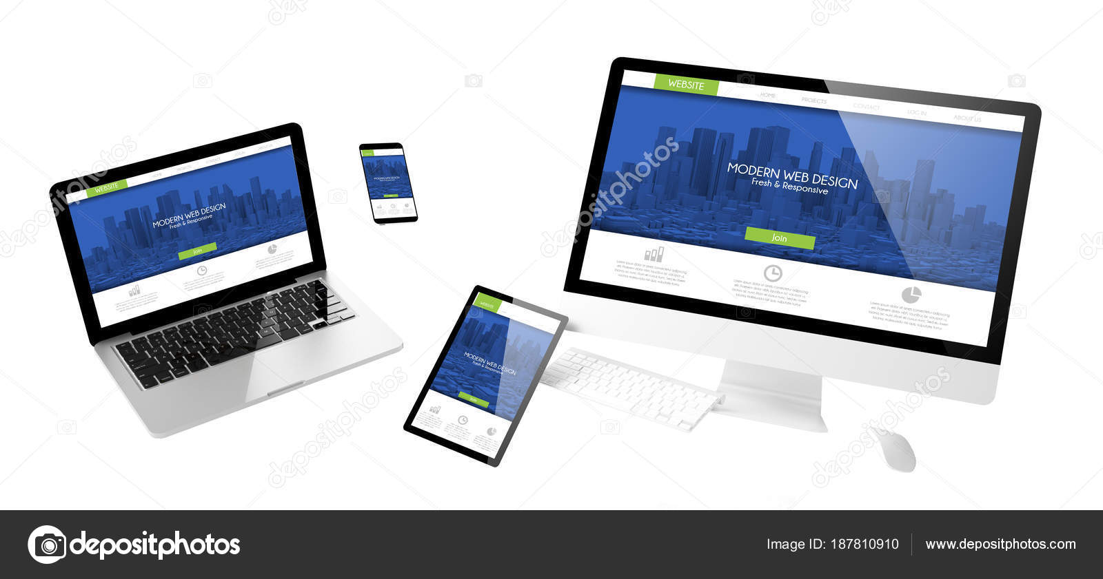 Flying Devices Modern Website Design Responsive Design Rendering — Stock Photo © georgejmclittle ...