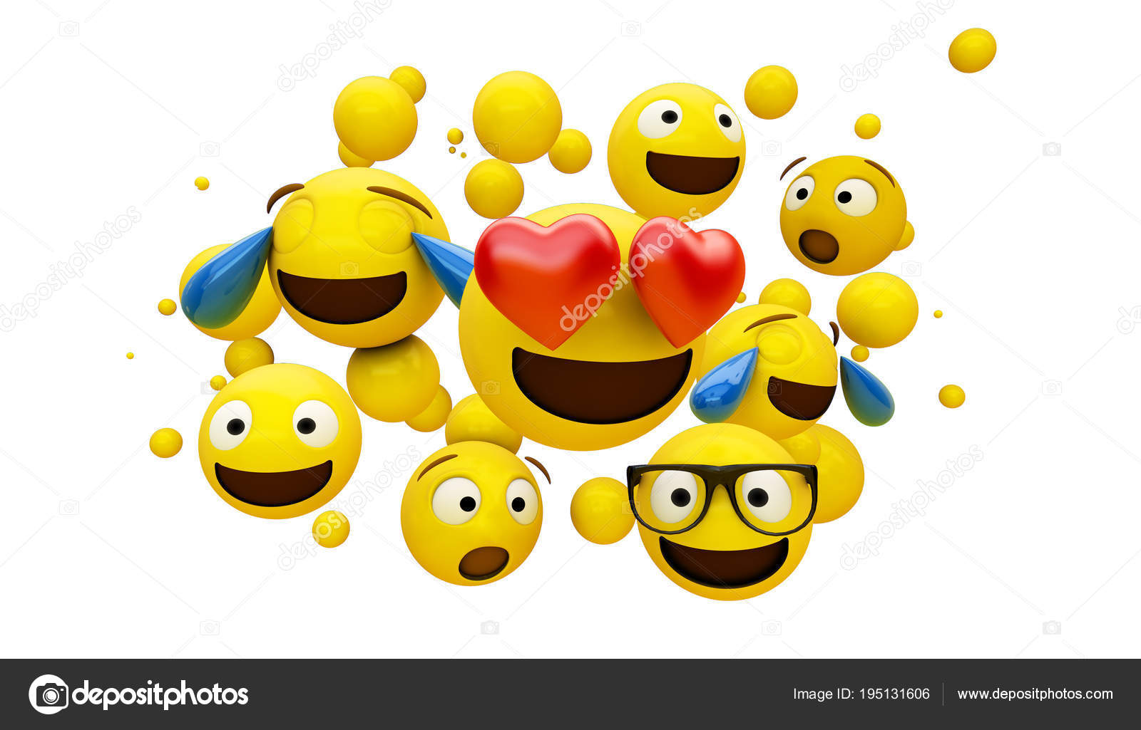 Group Emoticons Isolated White Background Rendering Stock Photo by ...