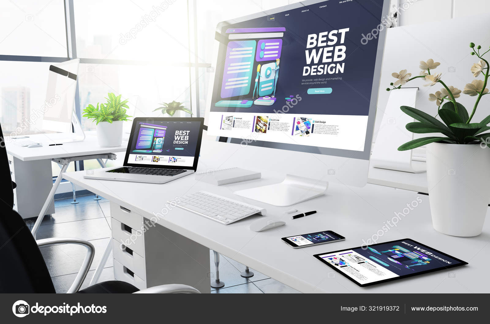 Office Responsive Devices Design Website Rendering Stock Photo by ©georgejmclittle 321919372