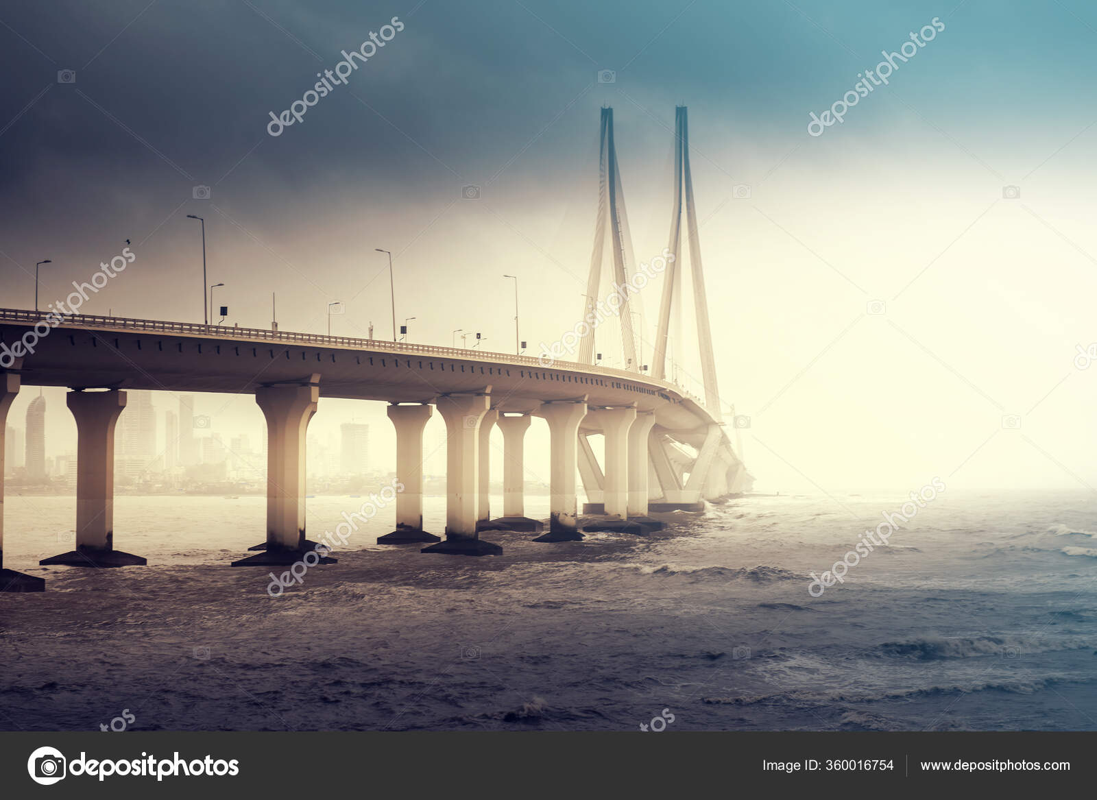 Bandra Worli Sea Link Cable Bridge Mumbai India Stock Photo by ...