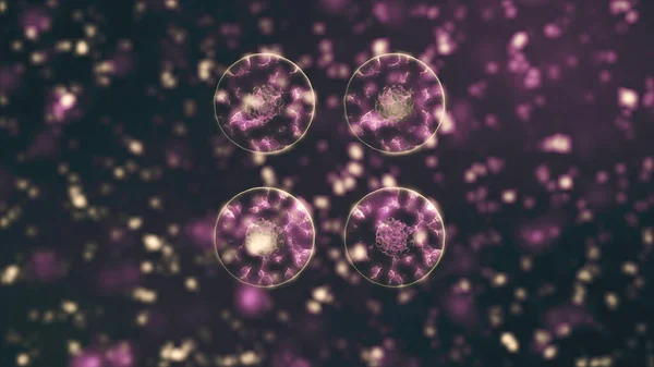 Pathogen of coronavirus 2019-nCov inside infected organism illustrated ...
