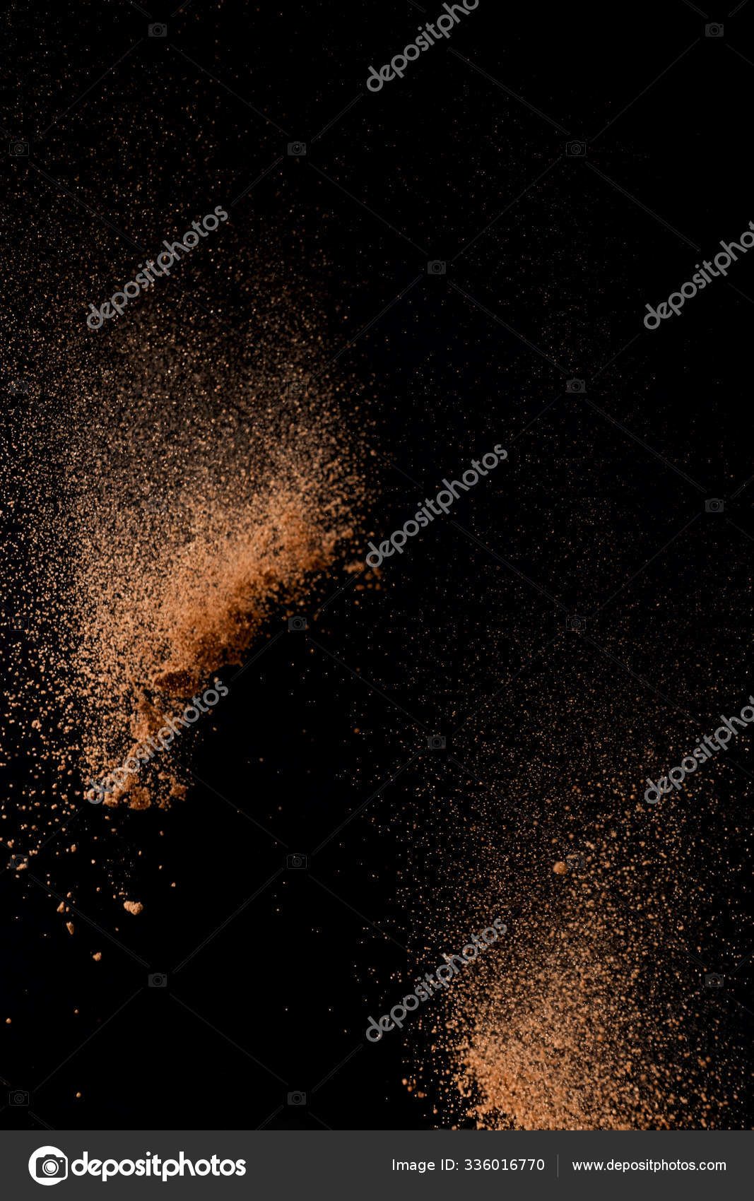 Cocoa Powder Explosion Motion Black Background Chocolate Dust — Stock ...