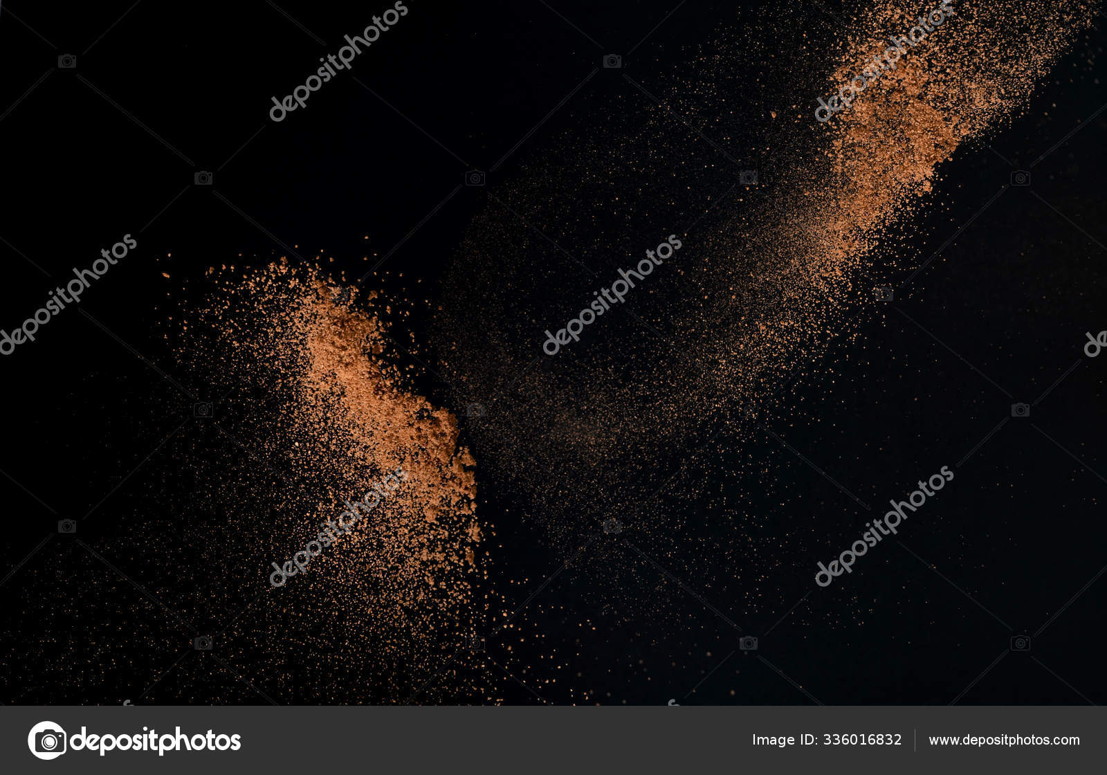 Cocoa Powder Explosion Motion Black Background Chocolate Dust — Stock ...