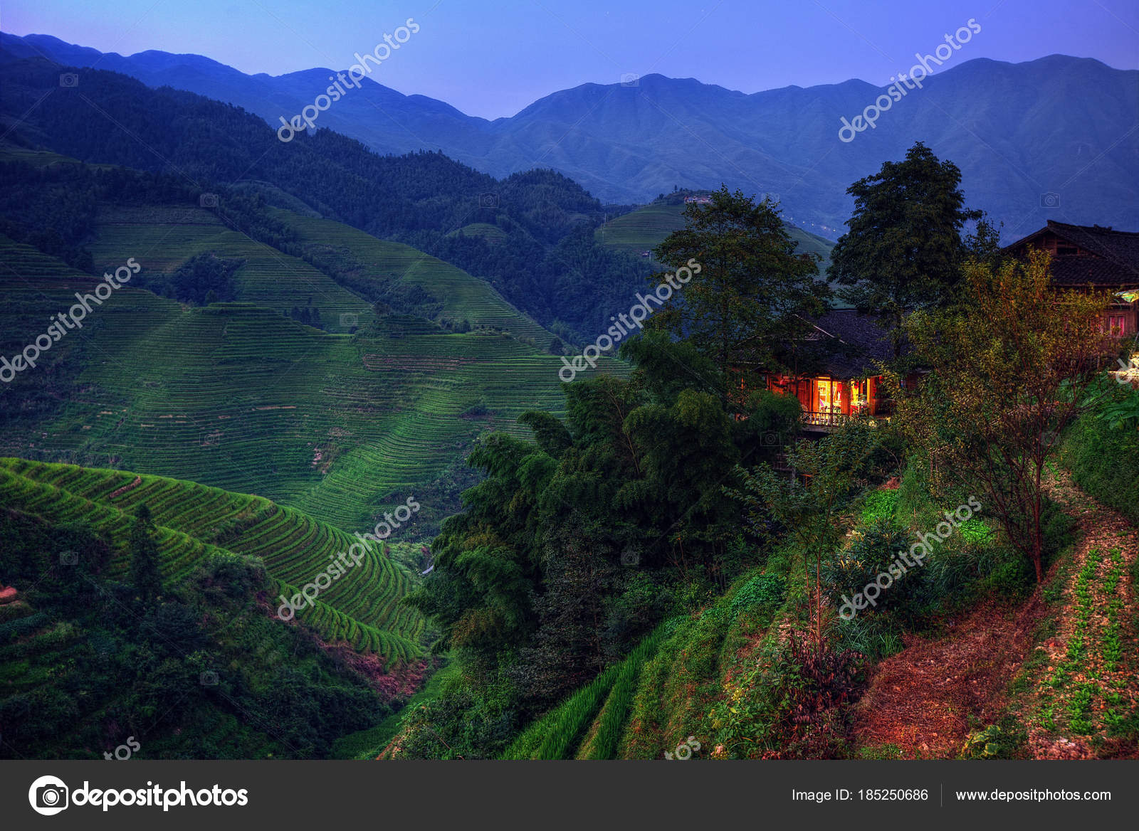 Dragon's Backbone Rice Terraces — Stock Photo © weissdergeier #185250686
