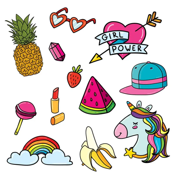 Cute Sketch Doodle Style Stickers Set Vector Illustration Pattern ...