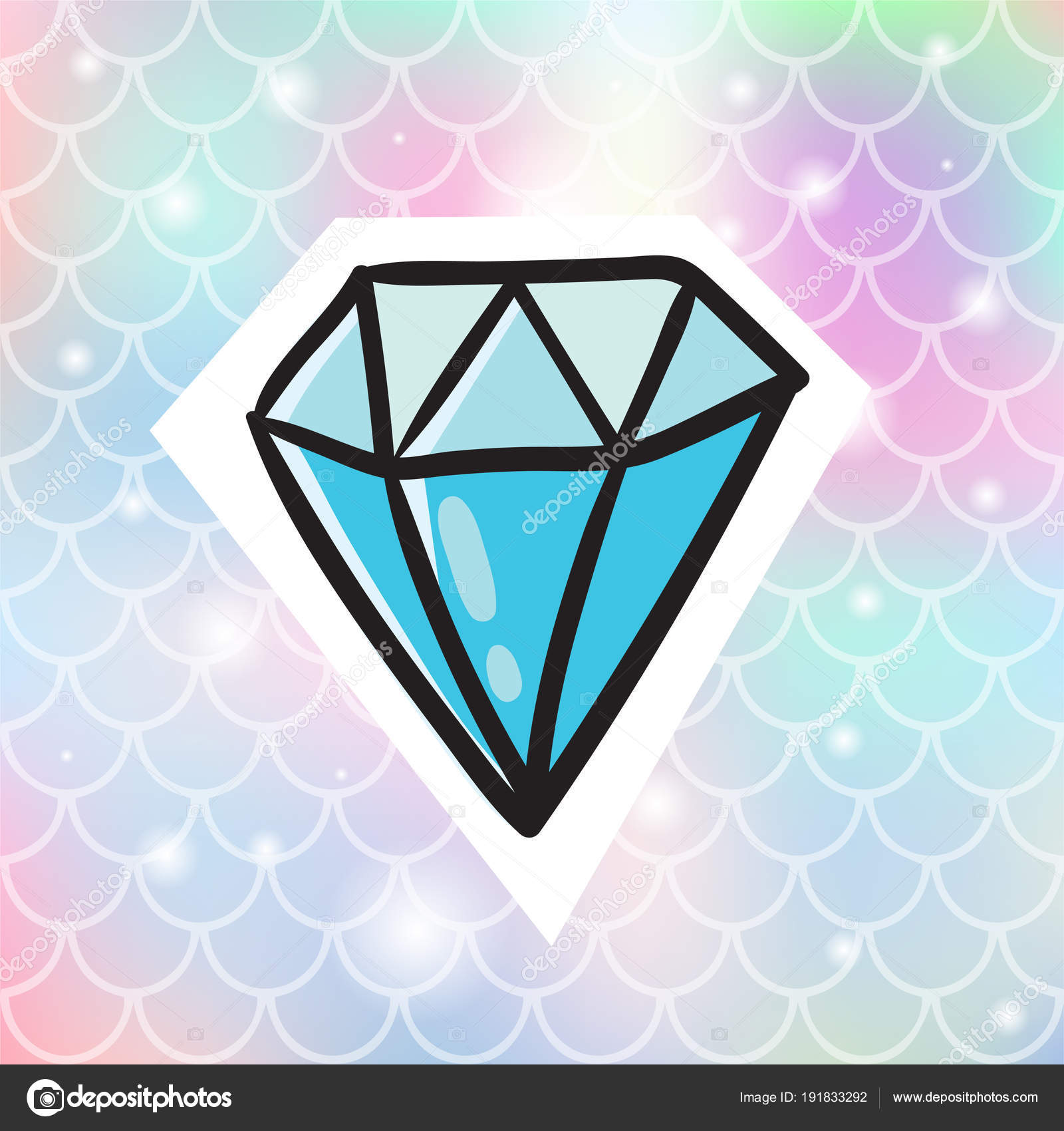 Colorful Vector Sticker Vintage Style Vector Illustration Diamond Gem ...