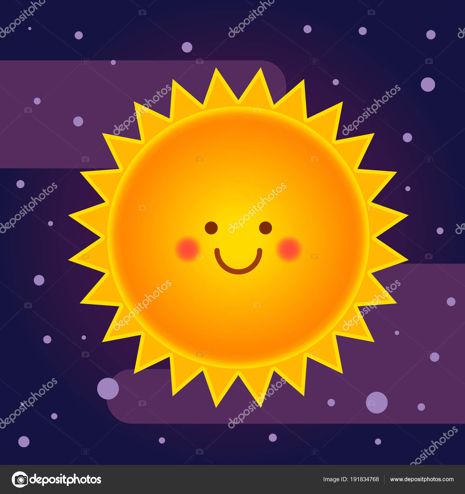 Colorful Vector Illustration Space Theme Cute Sun Cartoon Character ...