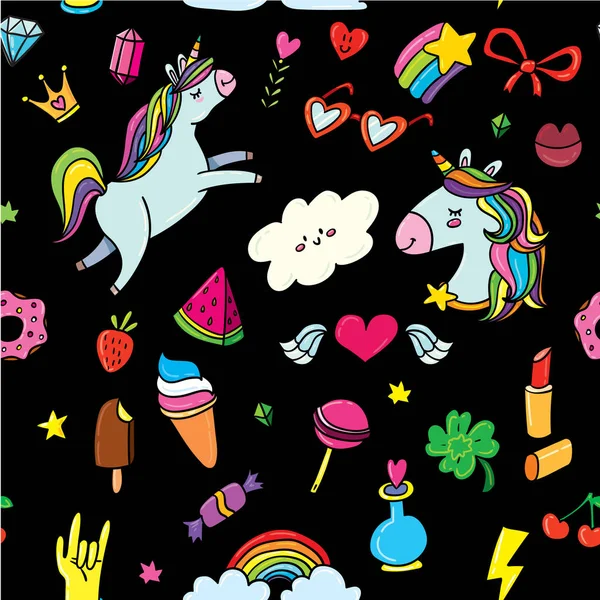 Cute Sketch Doodle Style Stickers Set Vector Illustration Pattern ...