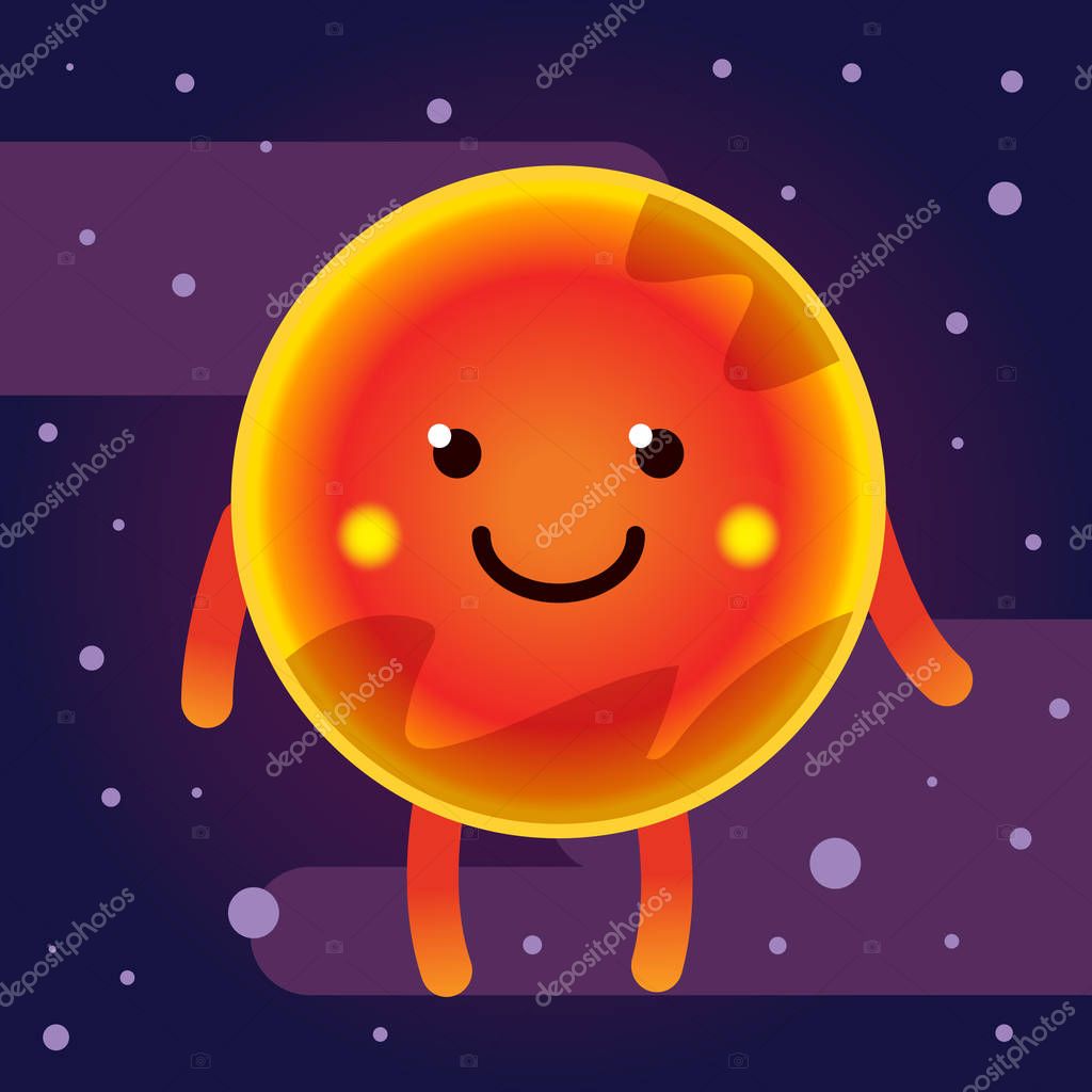 Ilustración vectorial colorido para el tema espacial. Lindo planeta ...