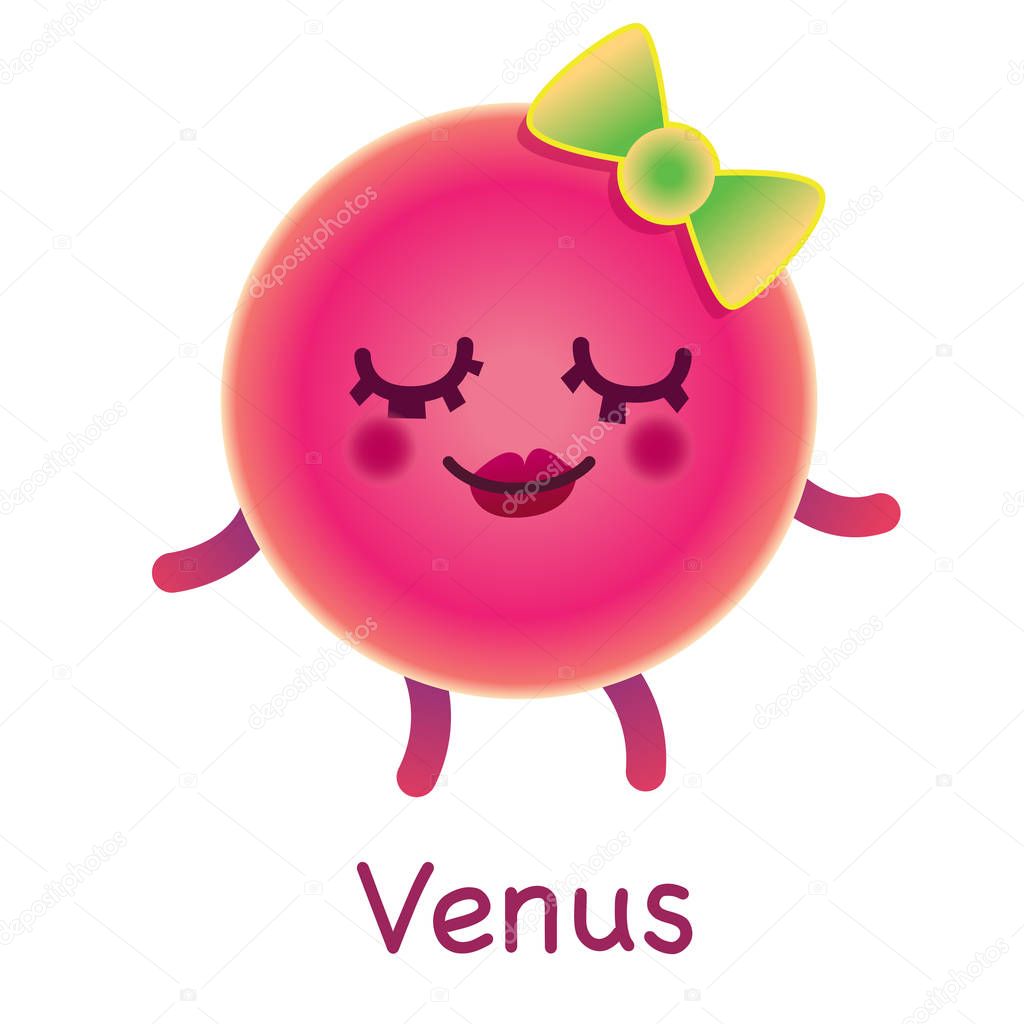 Ilustración vectorial colorido para el tema espacial. Lindo planeta ...