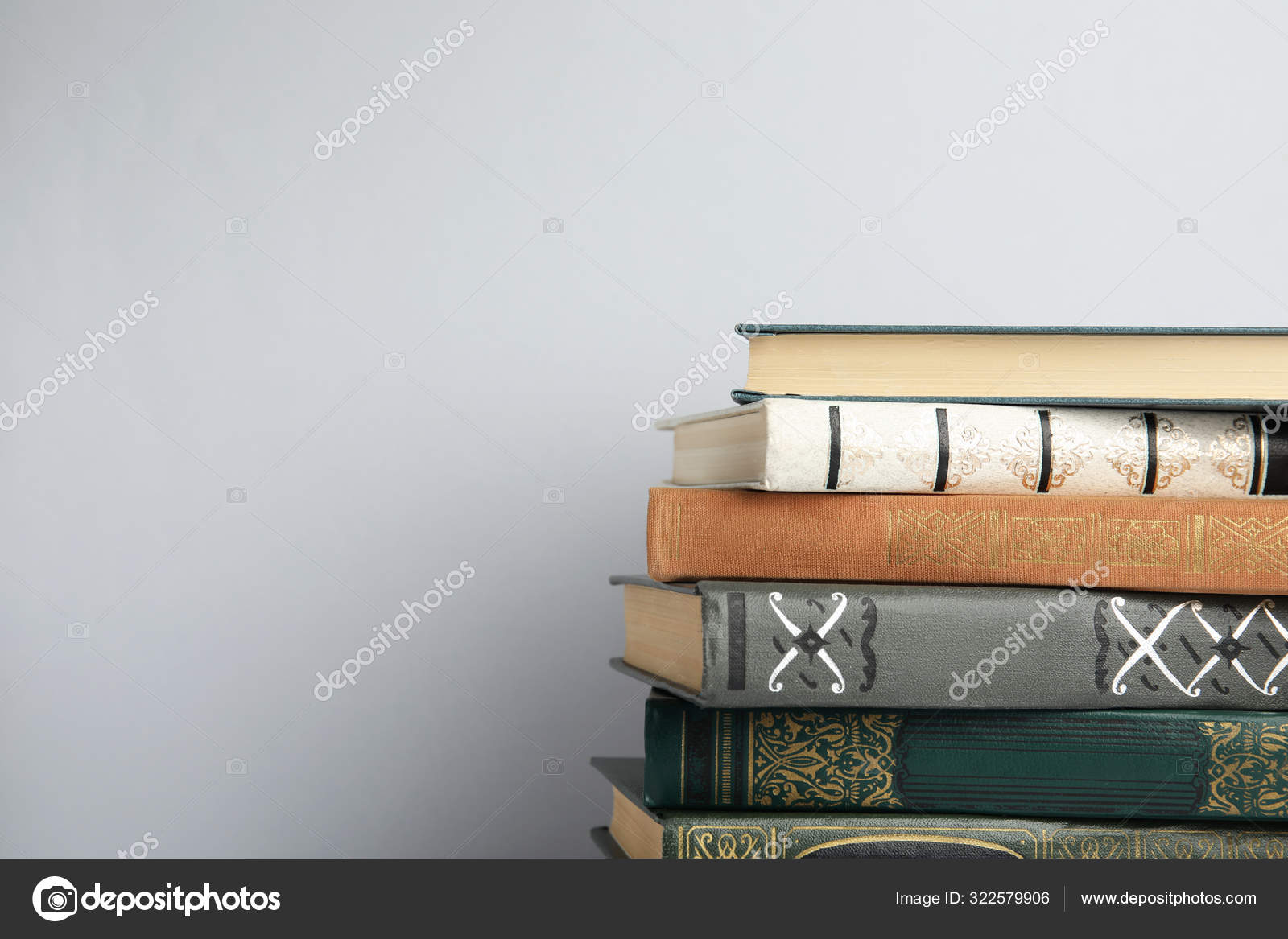 Collection Old Books Light Background Space Text Stock Photo by ...