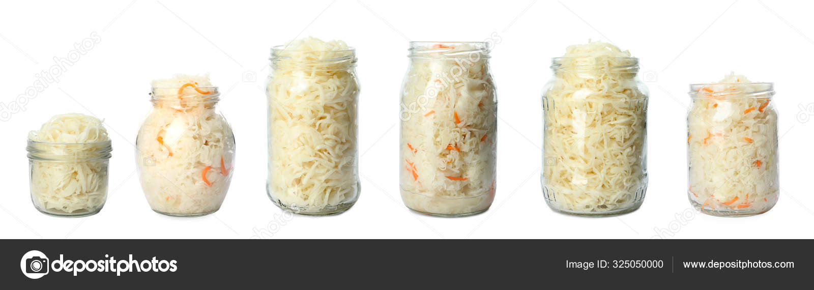 Conjunto Sabroso Repollo Fermentado Aislado Blanco — Foto de stock ...