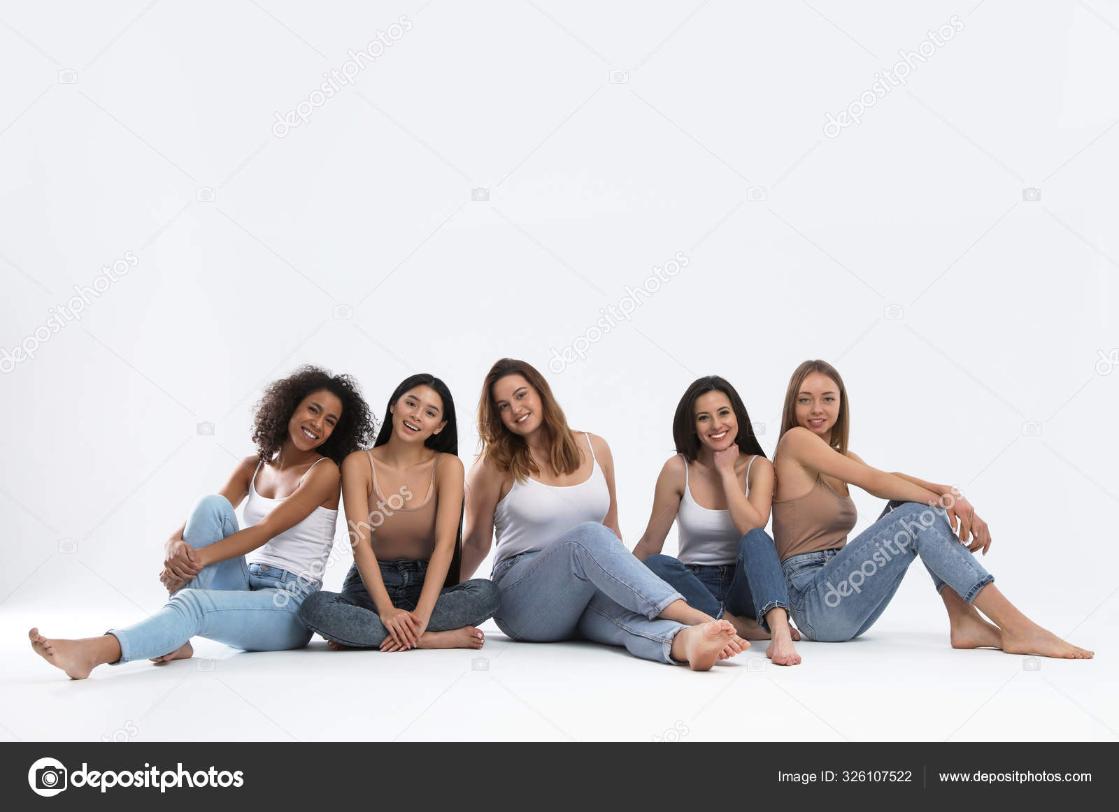 Group Women Different Body Types Light Background Stock Photo by ...