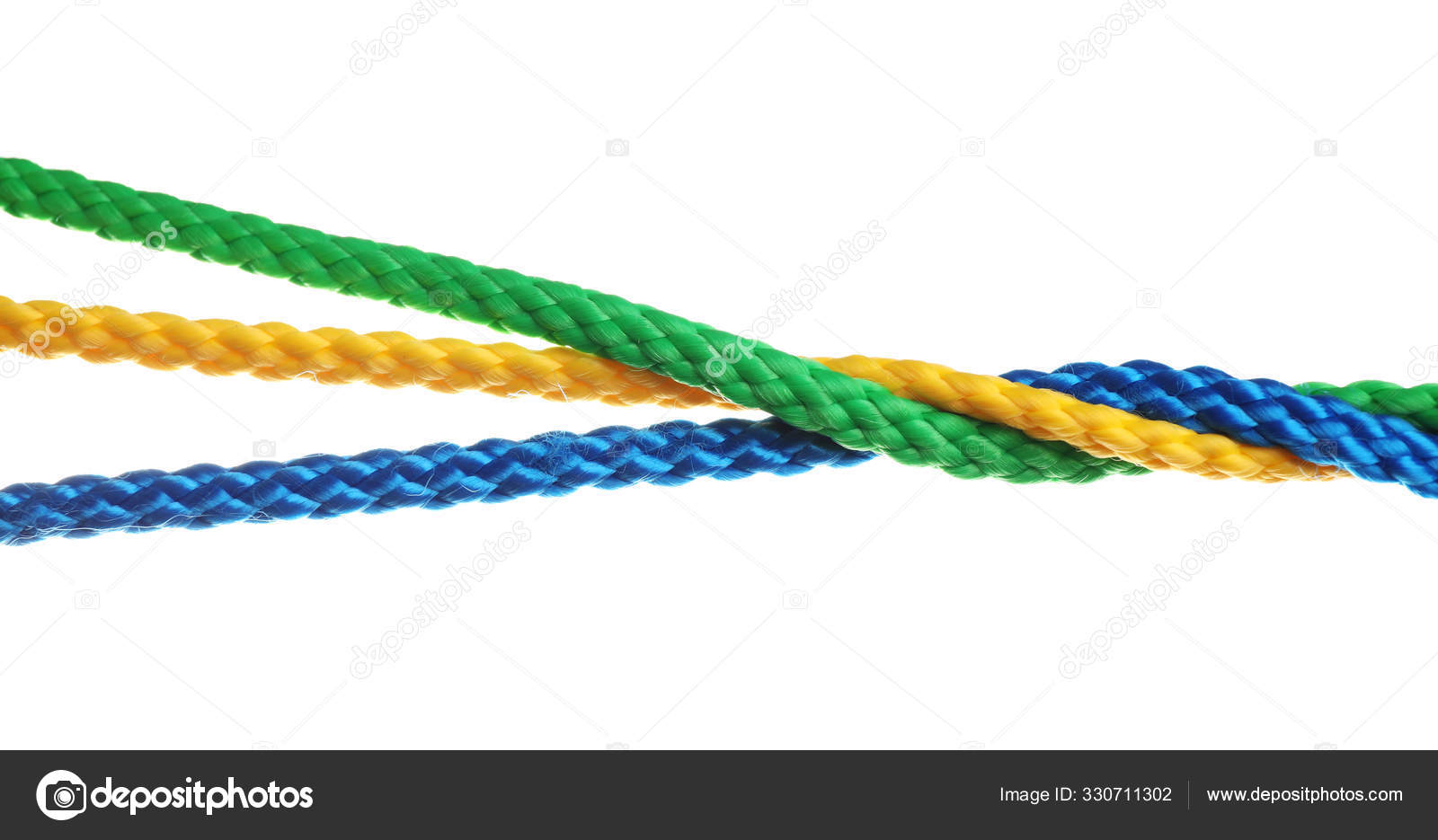 Twisted Colorful Ropes Isolated White Unity Concept — Stock Photo ...