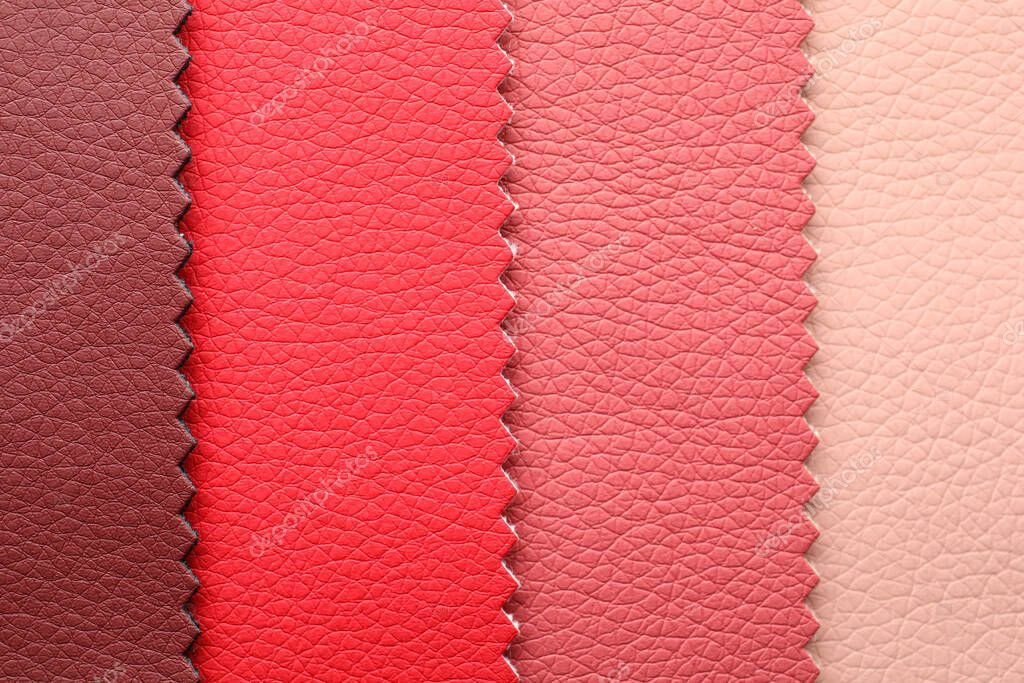 Muestras de cuero de diferentes colores para el diseño como fondo ...