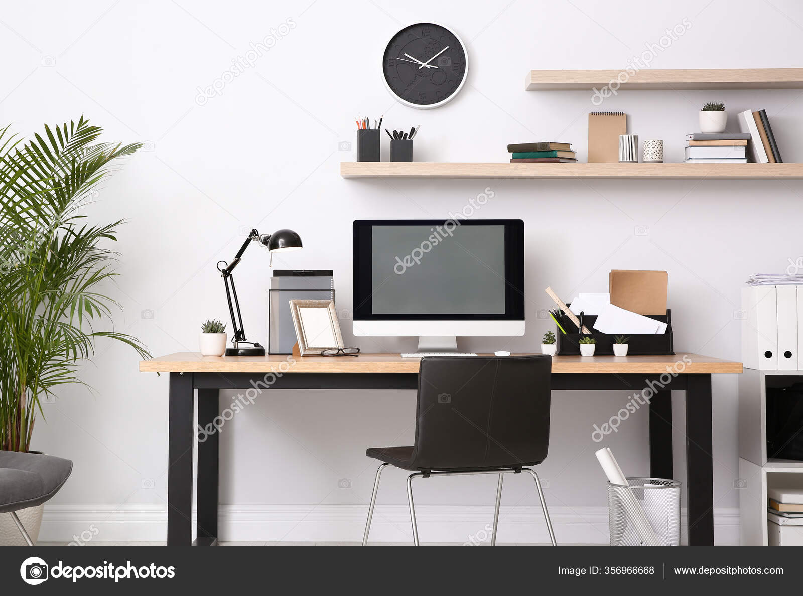 Modern Computer Table Office Interior Stylish Workplace — Stock Photo ...