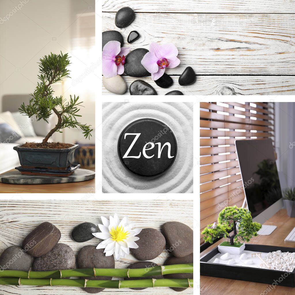 Collage de hermosas fotos. Zen y armonía 2023